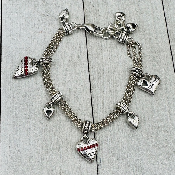 Brighton | Jewelry | Brighton Heart Charms Bracelet 293 | Poshmark